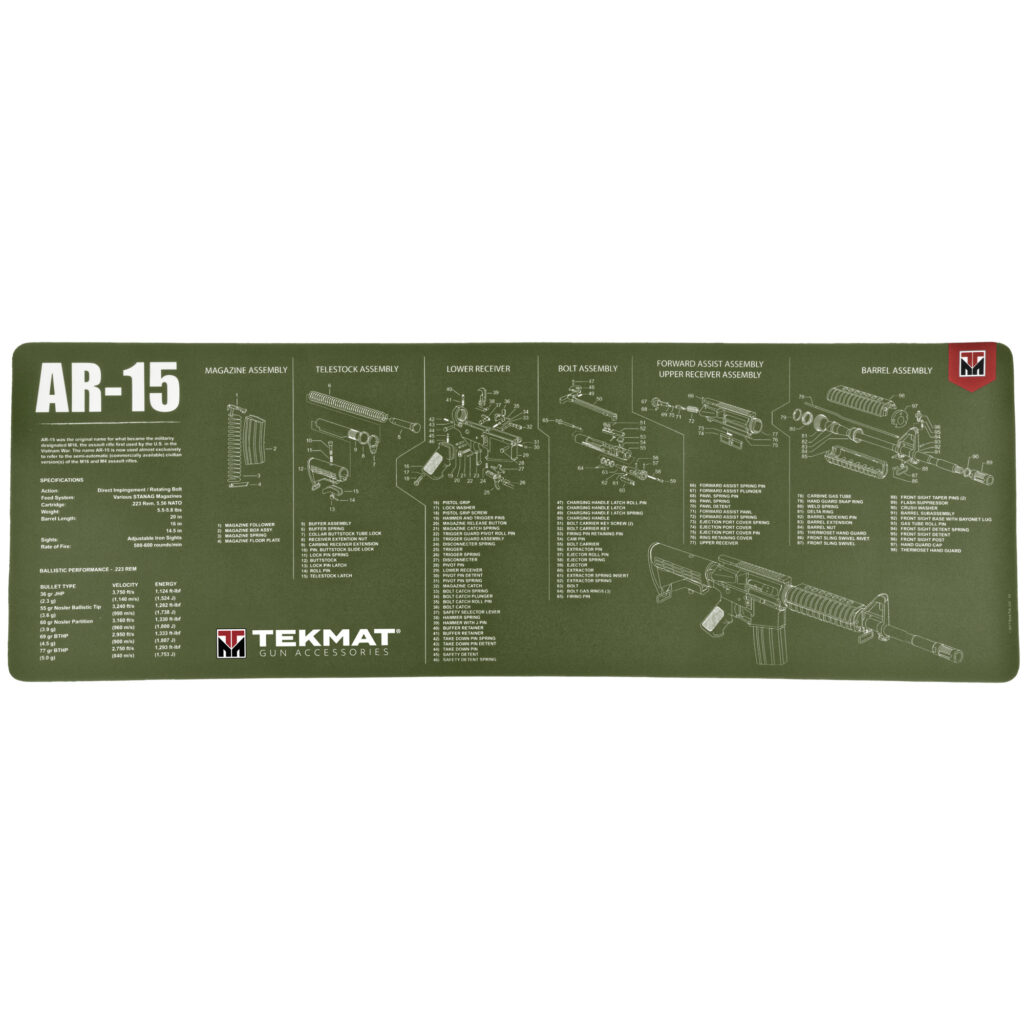 TekMat AR-15 Armorers Rifle Mat 12″x36″ OD GREEN – Laser Edge Tactical